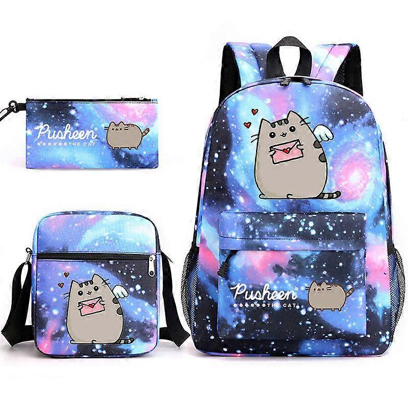 Push een Fat Lucky Cat 3-piece backpack for male and female students ...