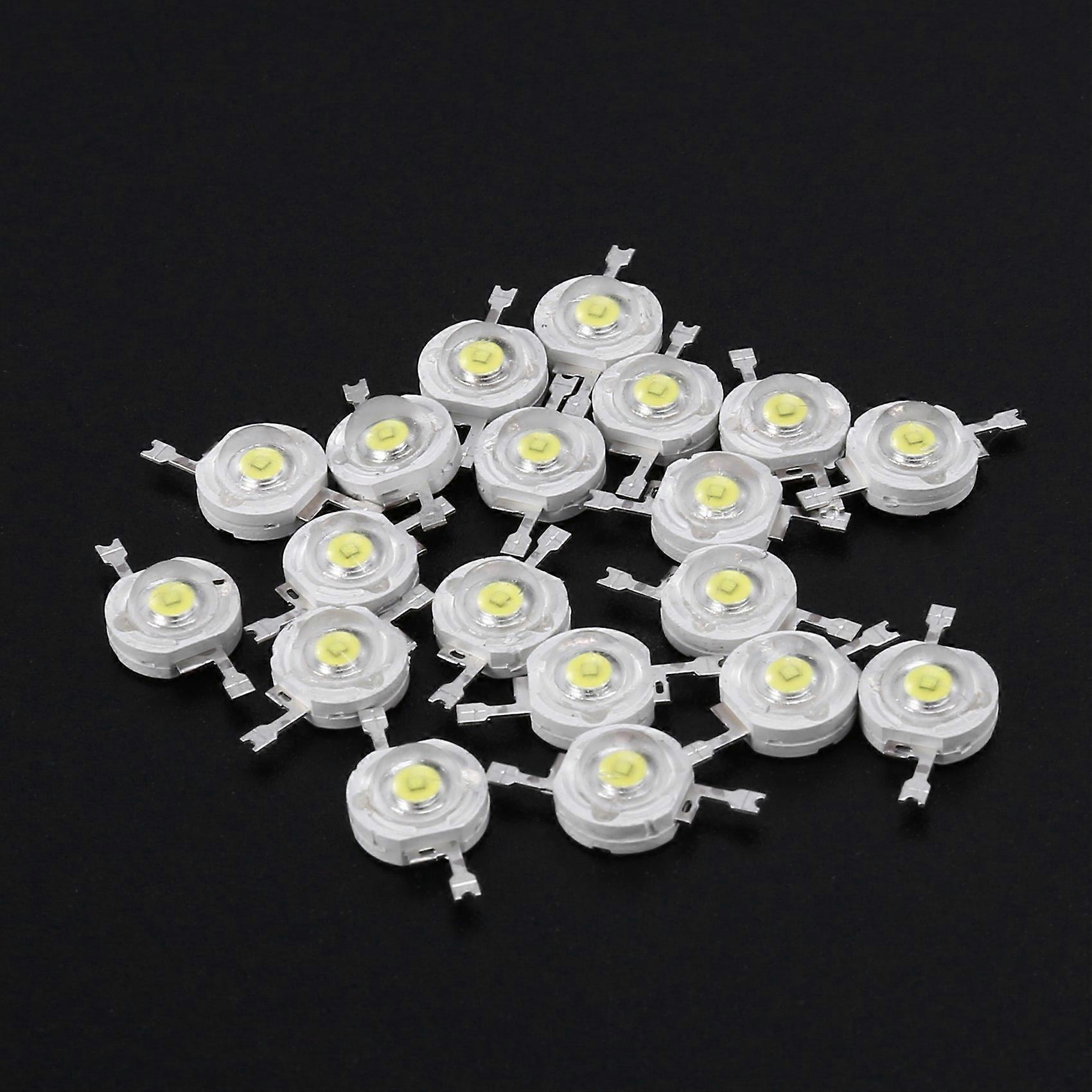 20 Pcs High Power 2 Pin 3W White LED Bead Emitters 170-190Lm 6000K ...