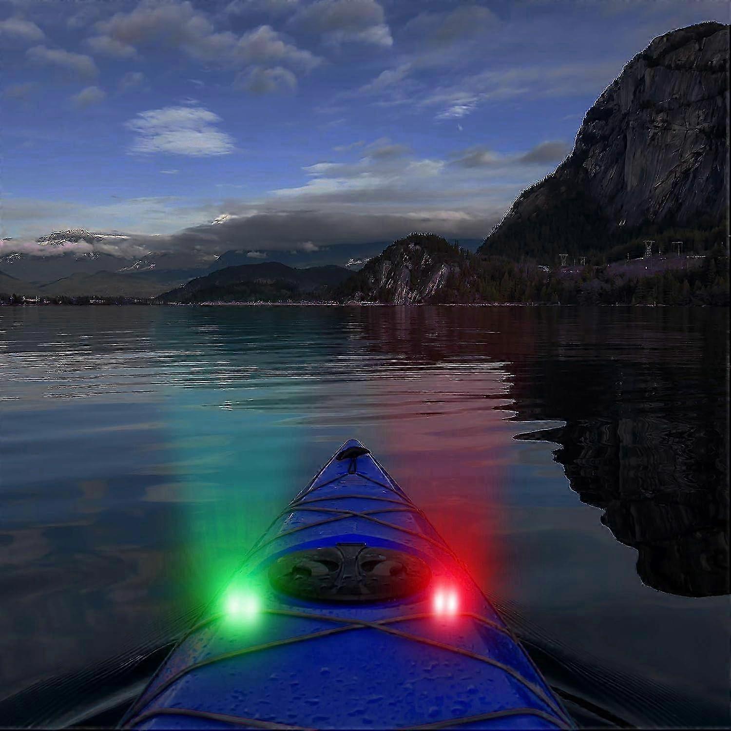Red Green LED Boat Bow Navigation Lights with 5 Batteries for Kayak ...