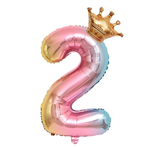 5 Pcs 32-inch Gradient Color Crown Digital Balloon Children Birthday ...