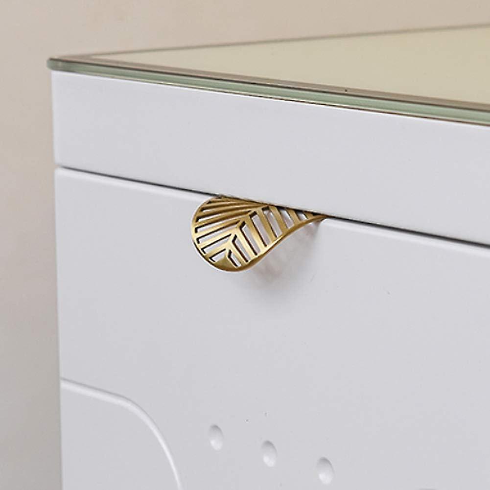 4pcs Leaf Shape Cupboard Drawer Cupboard Door Brass Gold Furniture ...