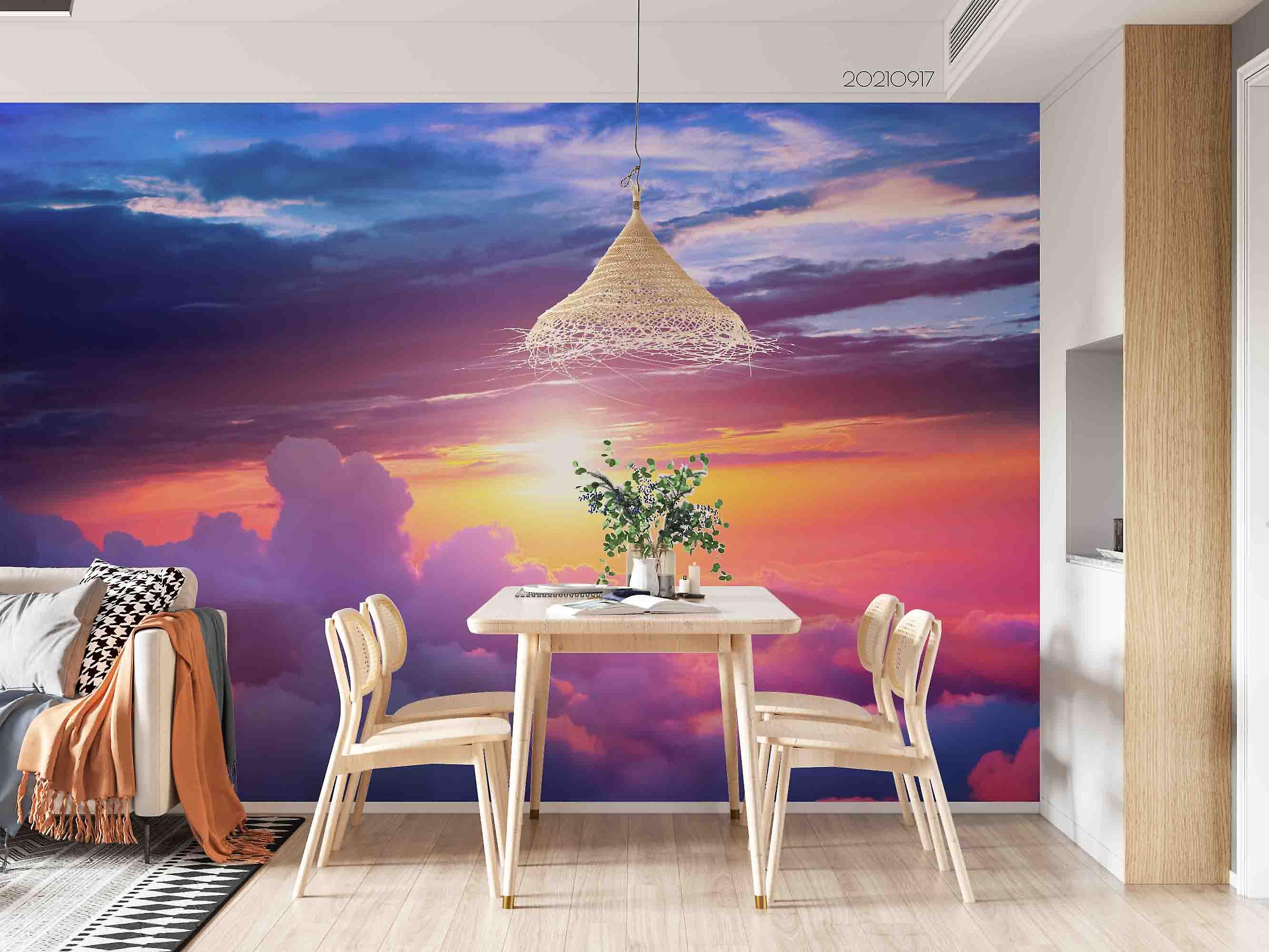 3D sunset sky white clouds landscape wall mural wallpaper lqh 21 ...