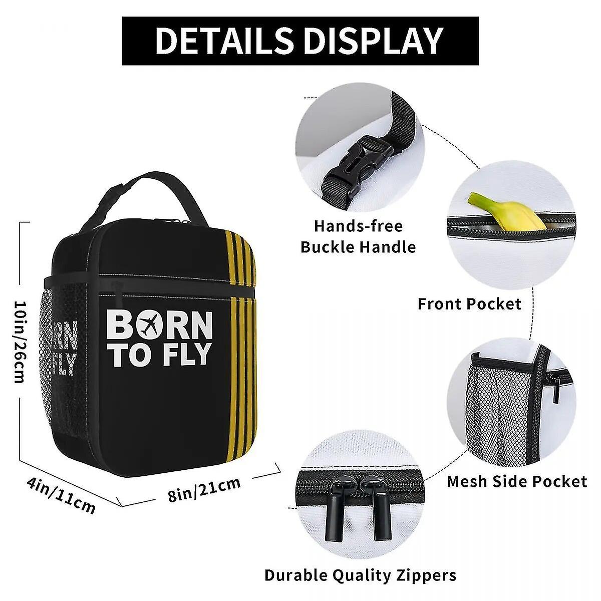Born To Fly Captain Stripes Flight Pilot Lunch Boxes Multifunction Aviation Airplane Cooler ...