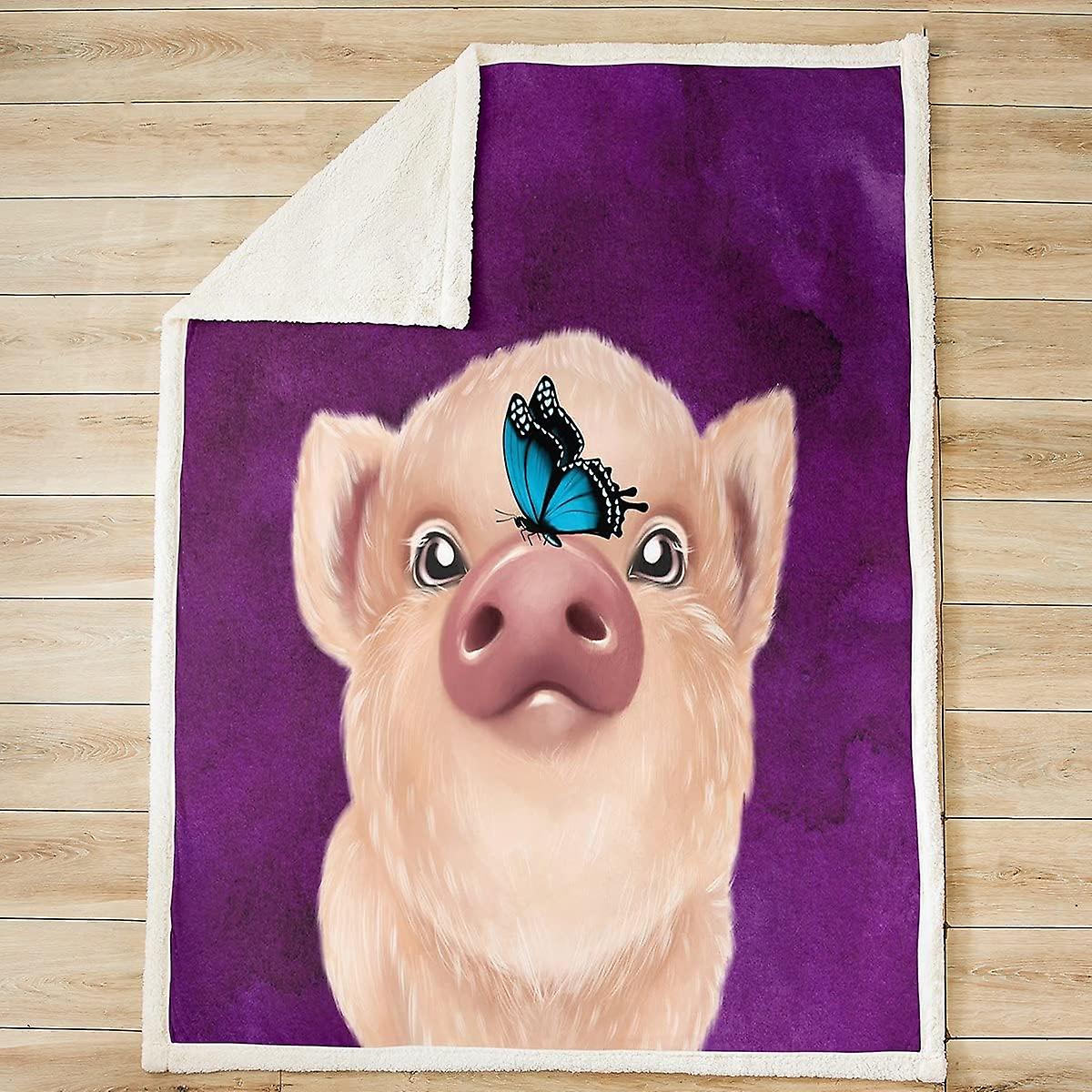 Sød gris Sherpa tæppe Børn tegneserie pink gris fleece kaste tæppe børn ...