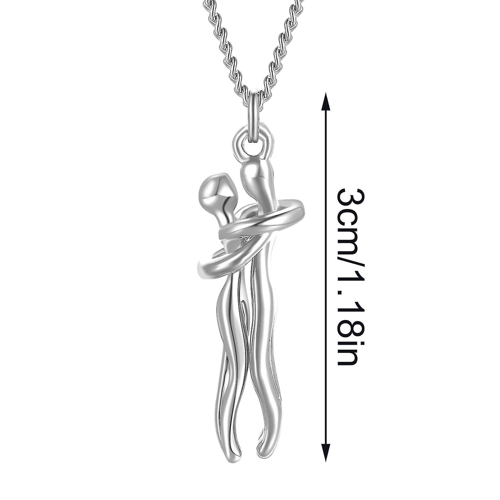 Men Women Chain Necklace Cross Pendant Couple Love Hug Dance Gift ...