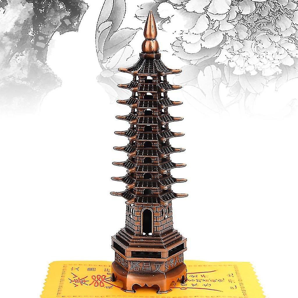 Feng Shui 9-levels Alloy 3d Model Chinese Wenchang Pagoda Tower Crafts ...