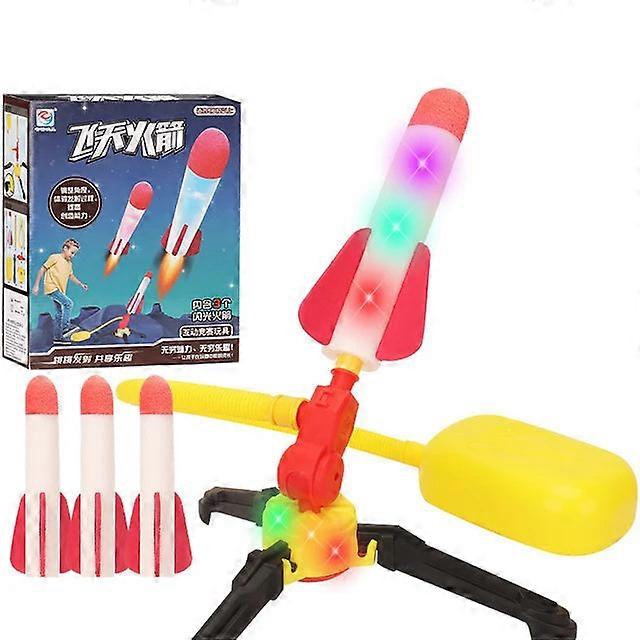 New Foot-stepping Small Outdoor Luminous Ejection Flying Flash Launch Rocket Children's ...