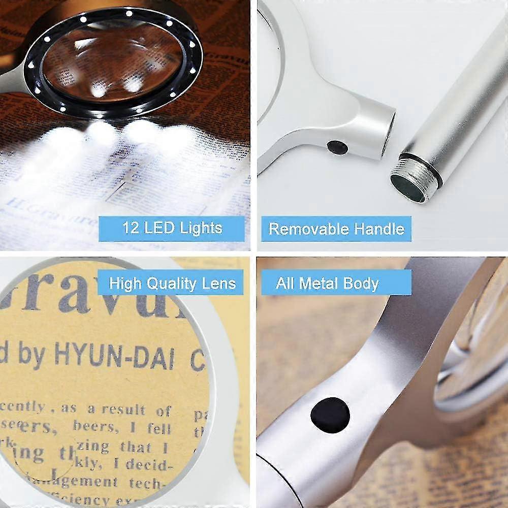 Lighted Magnifying Glasses 5X 10X Magnifier Large Magnifying Glass with ...