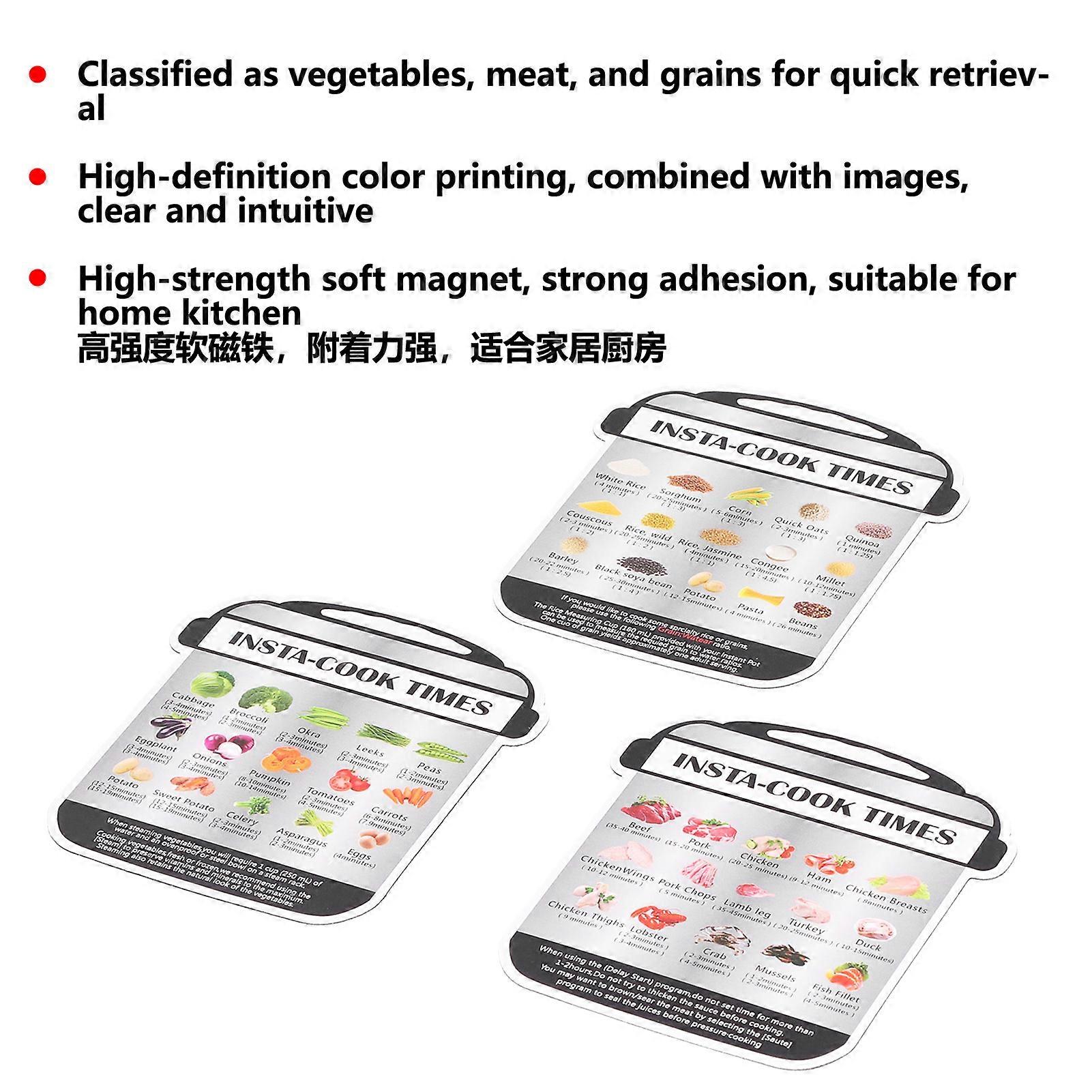 Conversion Chart Cooking-Time Magnet, 3Pcs Cook Times Cheat-Sheet ...