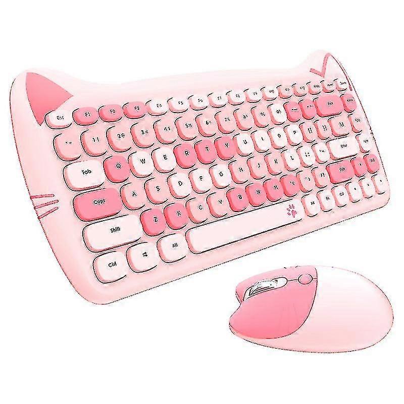 Lovely Cat 2.4g Wireless Mute Mini Keyboard Mouse Set Kit Girl Mix ...