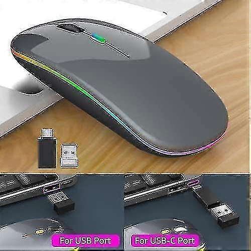 Led Wireless Mouse, Rechargeable Ultra-thin Silent Mouse 2.4g Portable ...