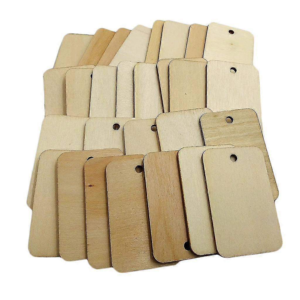 50 Pieces Natural Unfinished Blank Wood Tags Wooden Gift Tags Labels ...