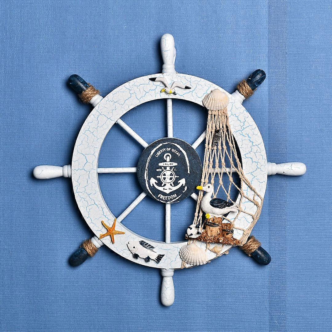 Dww-Roue de bateau nautique en bois bois de plage bateau de direction art mural roue de bateau ...