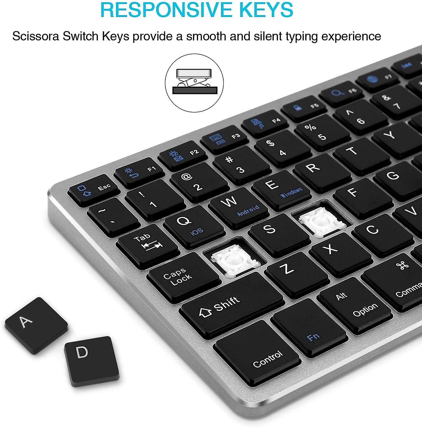 Veeki Bluetooth Keyboard, Rechargeable Portable Bt Wireless Keyboard ...
