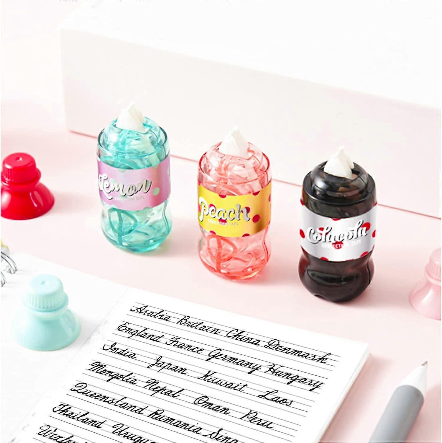 3 Pack Cute Correction Tape Adroable Lemon Peach Soda Water Cola Drink ...