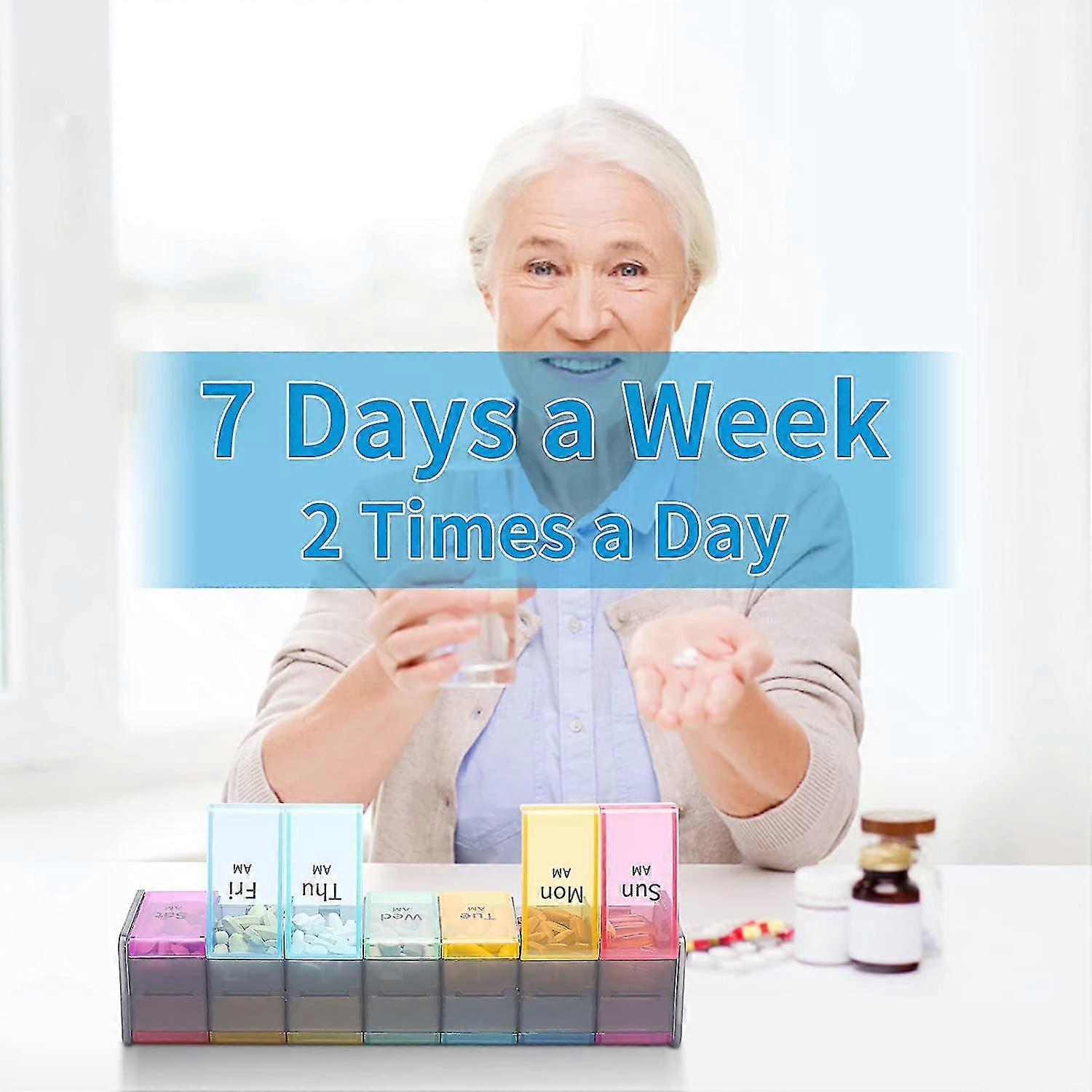 Extra Large Weekly Pill Organizer, 2 Times A Day Pill Box Case, Am Pm ...