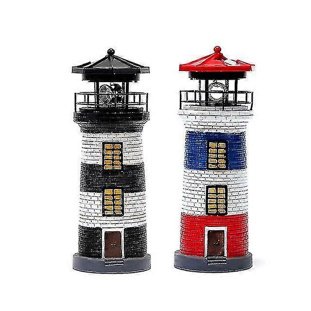 Led Lighthouse Solar Light Tower Garden Rotating Beacon Tower Lamp ...