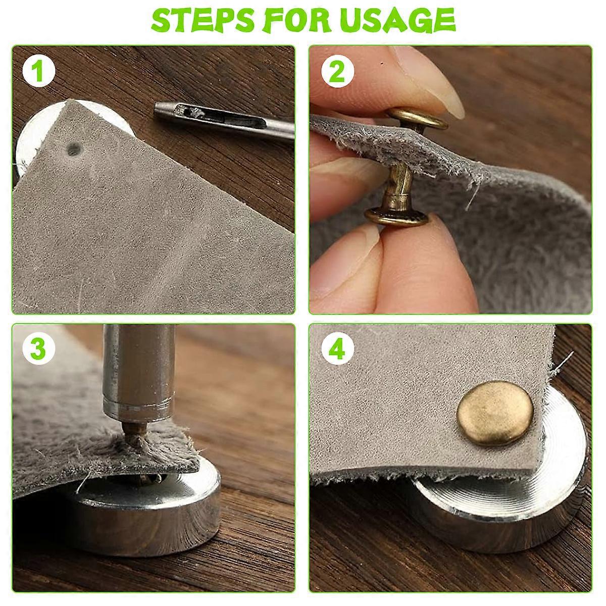 300 Sets Leather Rivet Set 4 Colors Double Cap Rivets For Leather 3 ...