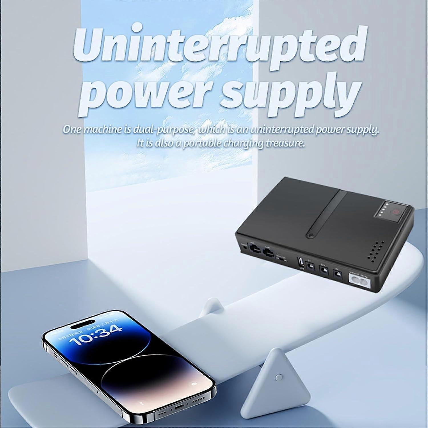 UPS Battery Backup, 15V 24V POE 5V 9V 12V USB 18W Output DC, Compact Uninterruptible Power ...