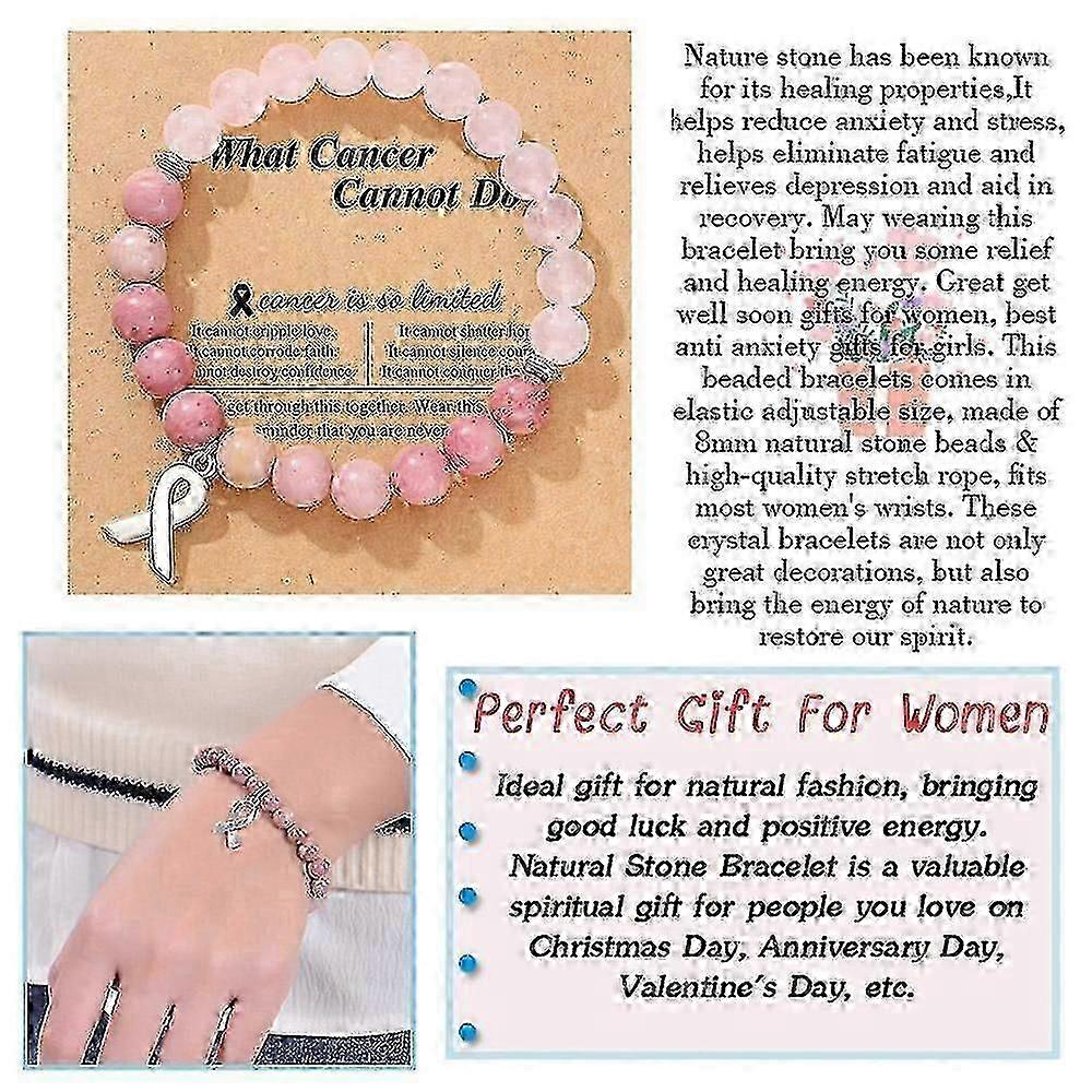Cancer Awareness Bracelet Natural Stone Beaded Bracelets Inspirational ...