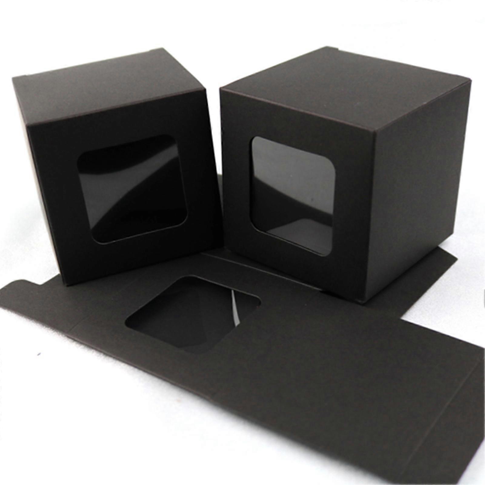 10Pcs Eco-friendly Paper Gift Box with Window, 10cm, Black | Fruugo UK