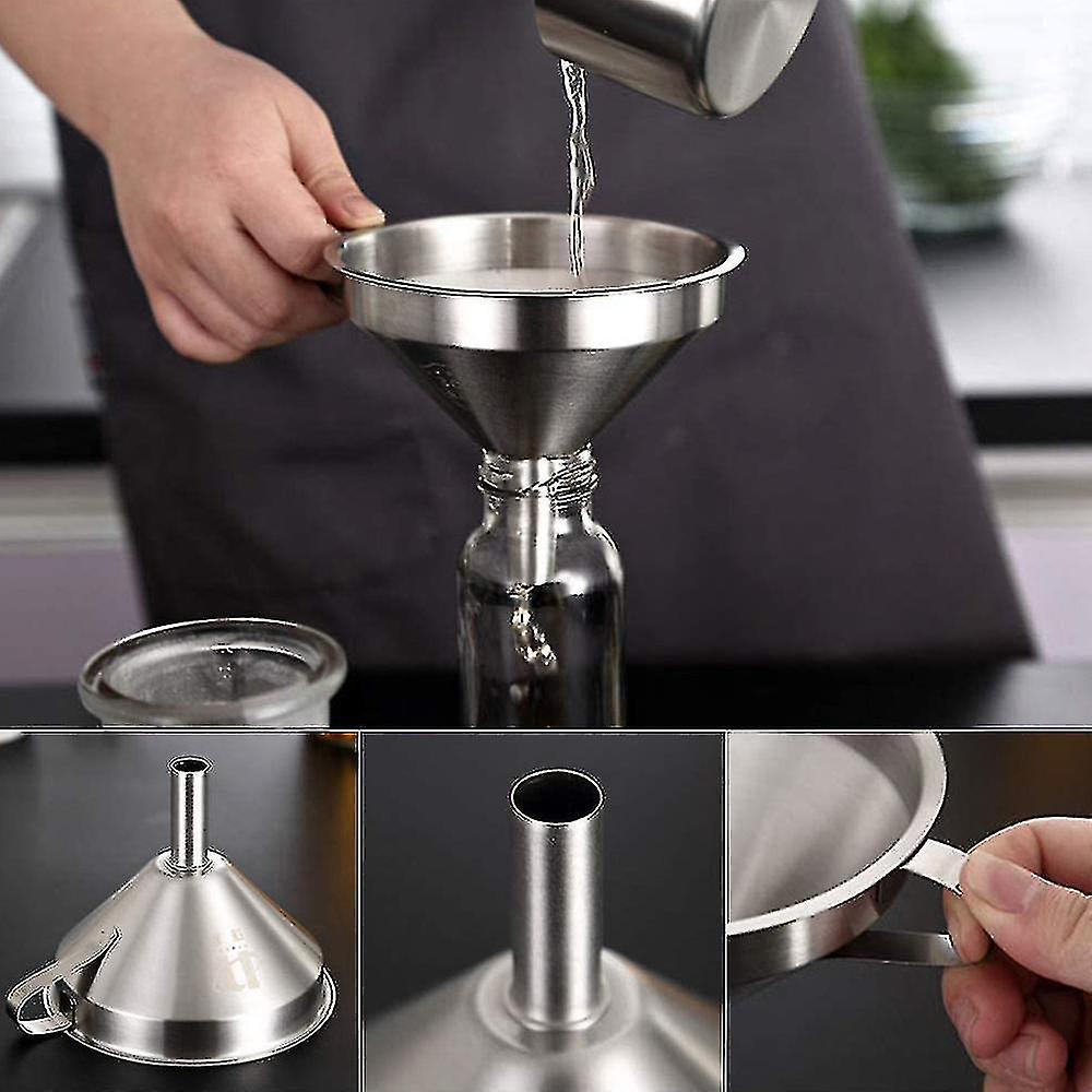 Large Stainless Steel Funnels For Kitchen, For Essential/cooking Oils&transferring Liquid, Fluid ...