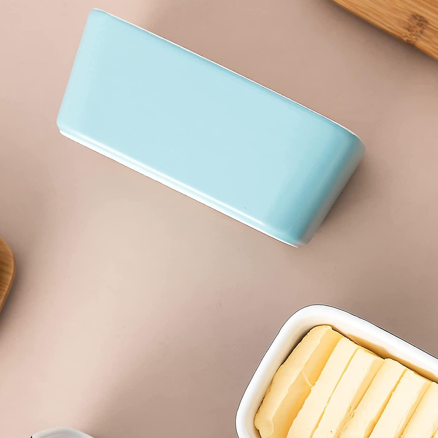 Porcelain Butter Dish, Butter Box With Bamboo Lid And Butter Knife ...