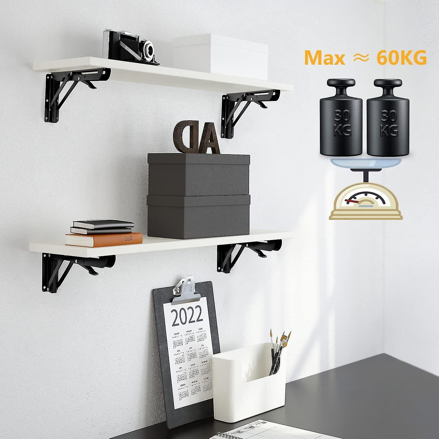 Wall Mounted Folding Bracket Set Of 2 Foldable Shelf Support Folding ...