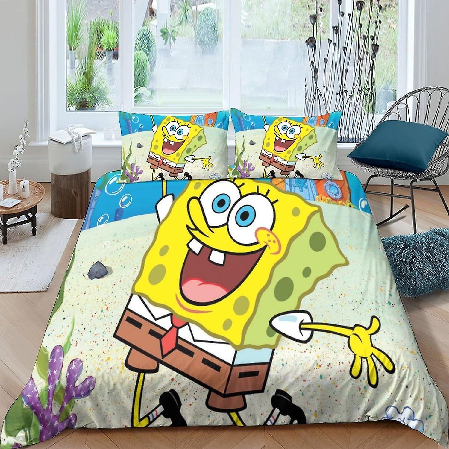 HOUKIG Spongebob Duvet Cover 3D Print Anime Characters Comforter Covers ...