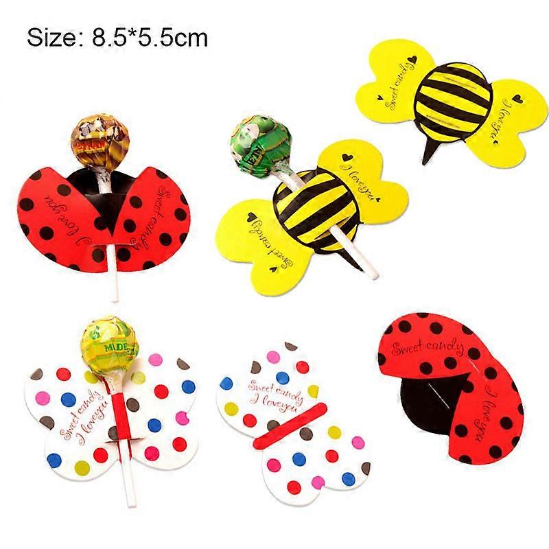 20/50pcs Ladybug Butterfly Bee Lollipop Package Card Insect Candy ...