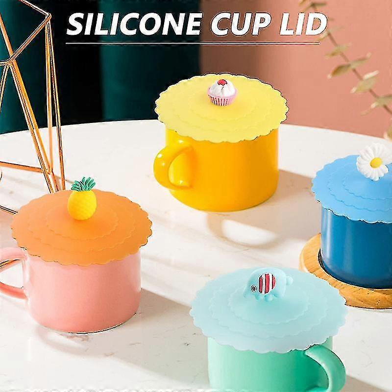 8 Pieces Silicone Cup Lid, Food Grade Silicone Drinking Glass Lid Cover ...