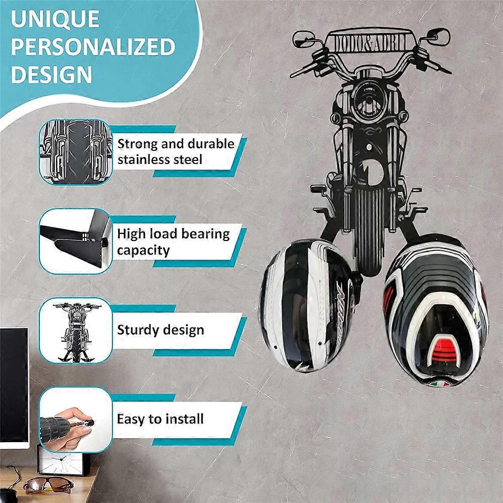 Durable Motorcycle Helmet Holder Unique Metal Motorcycle Sign Name ...