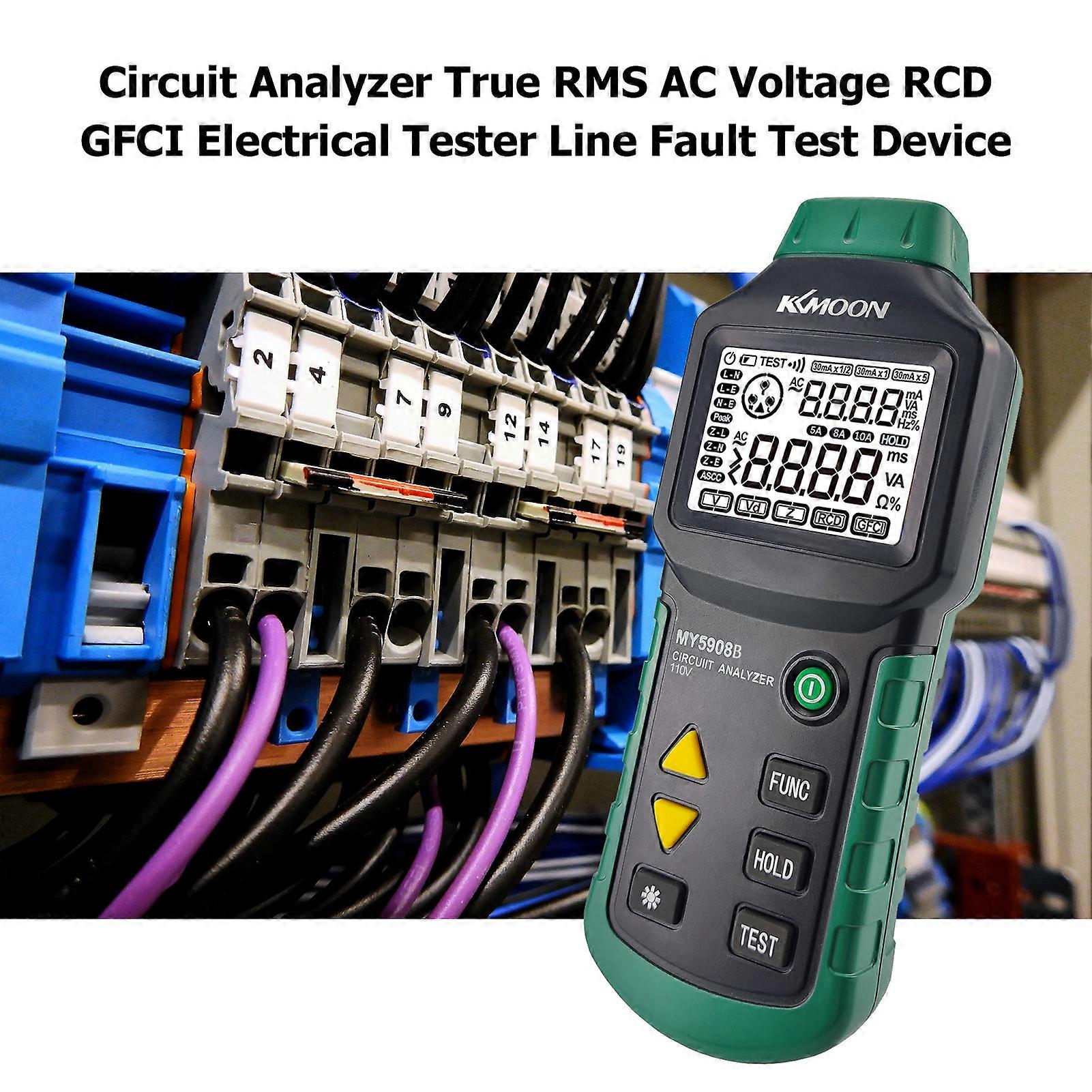 My5908 Digital Circuit Analyzer Lcd Backlight True Rms Ac Voltage Rcd Gfci Electrical Tester