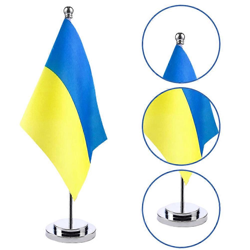 Ukraine Table Flag Ukrainian Desk Flag with Stick and Base Decoration ...