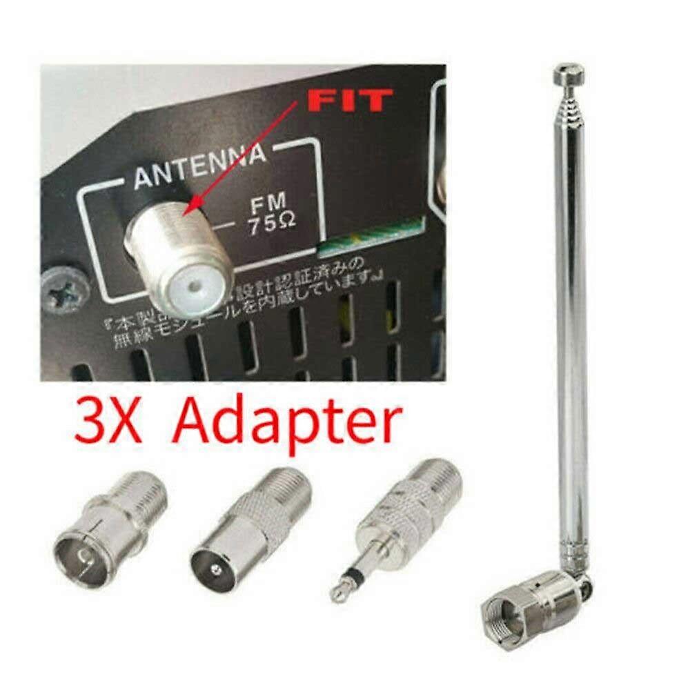Radio Antenna Telescopic DAB FM Aerial W 3 Adapter HiFi AV Receiver ...