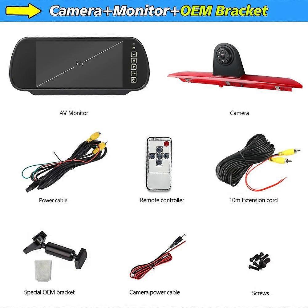 Brake Light Rear View Camera OEM Mount Rear Mirror Monitor Kit IR Night ...