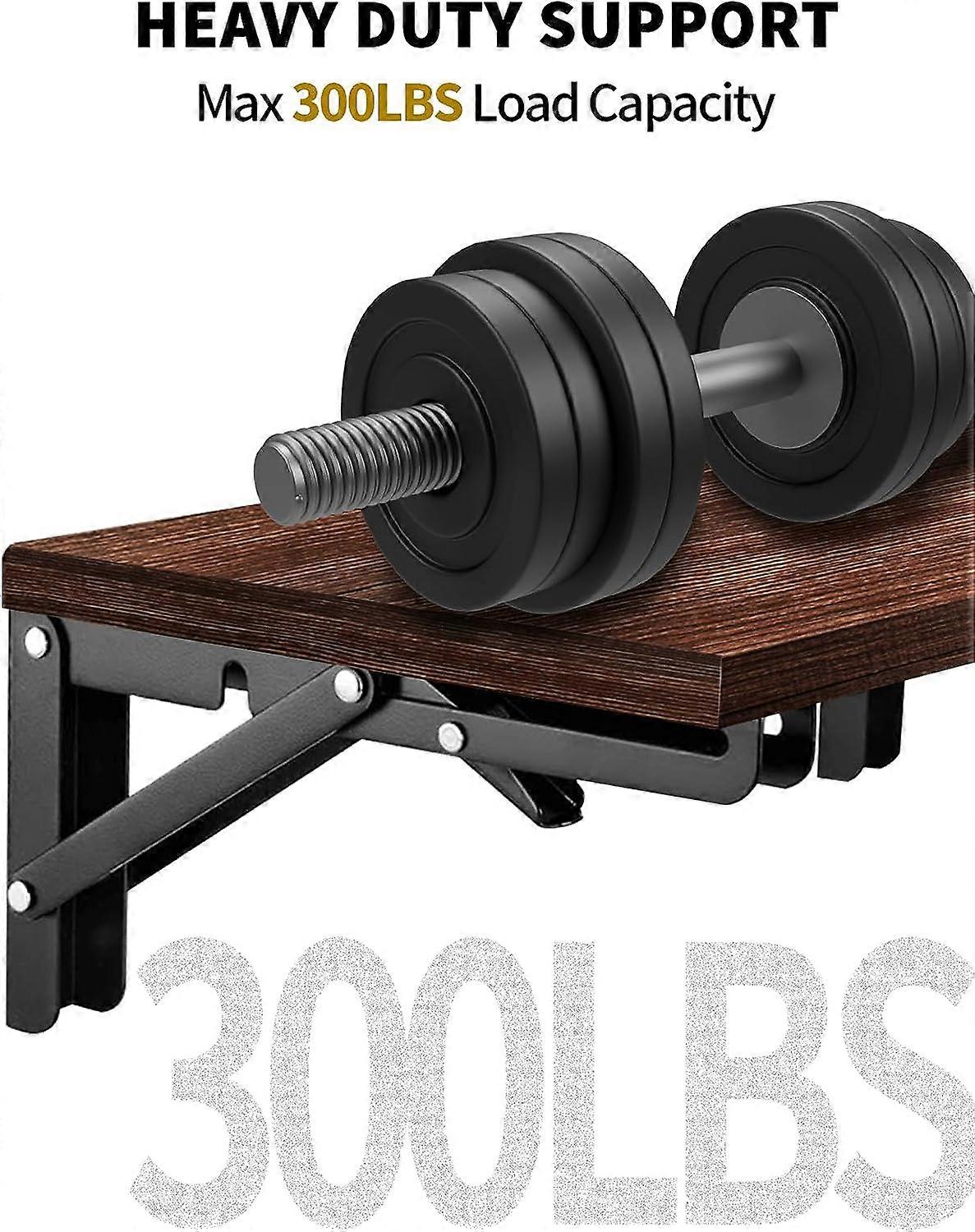 Folding Shelf Brackets Heavy Duty Shelf Brackets 10 Inch DIY Wall Mounted L Black Shelf Bracket ...