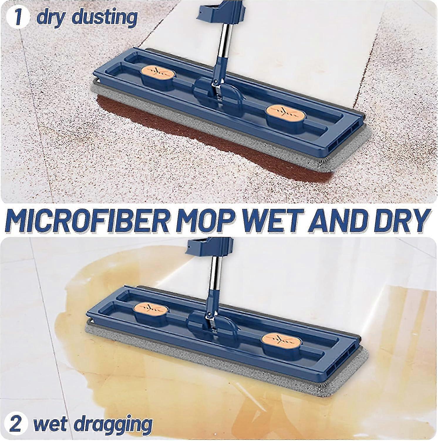 Large Flat Mop Set, 360 Swivel Mop With Wring Function, Floor Mop Set ...
