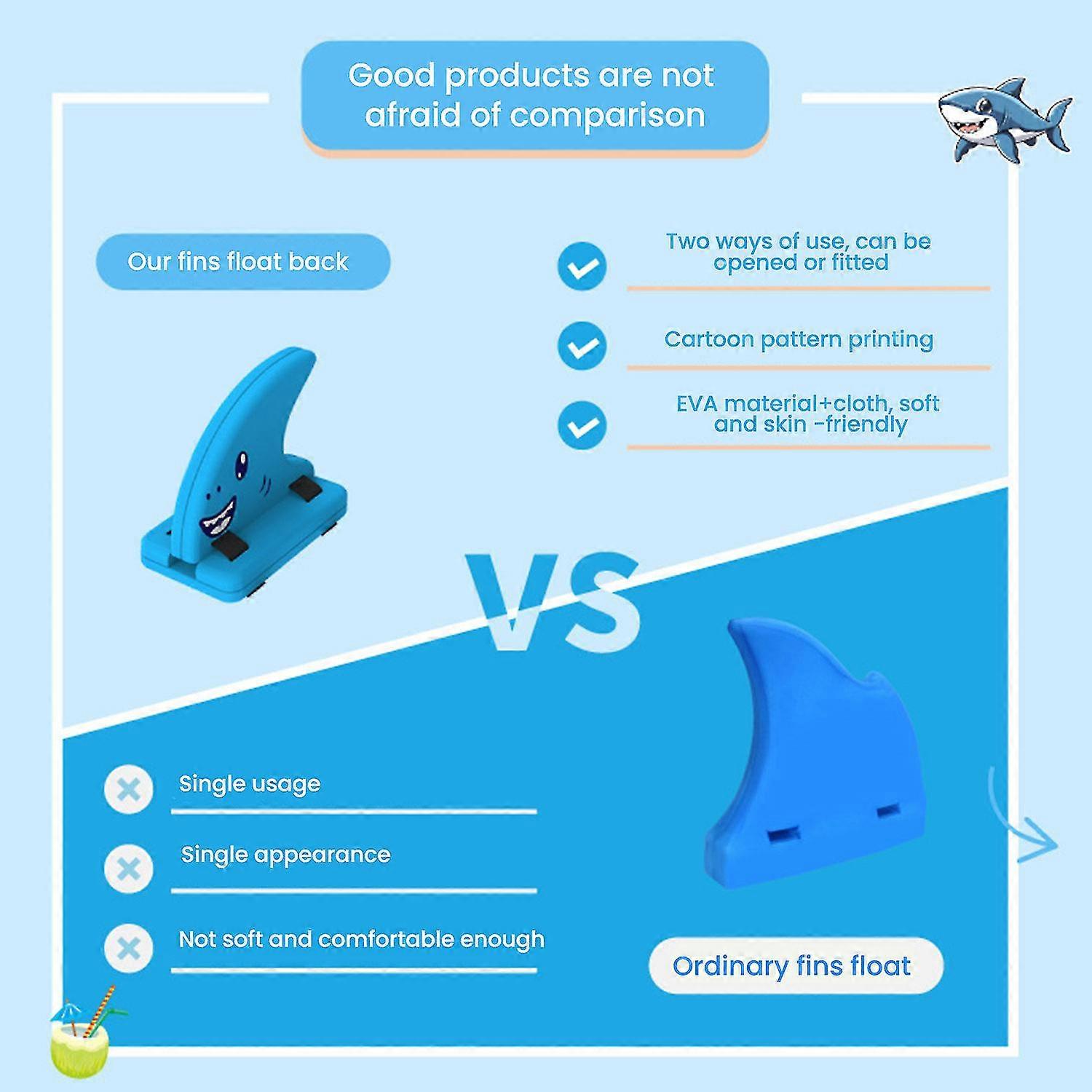 Shark Fin Swimming Kickboard for Kids, Shark Fin Float Safety Swim ...