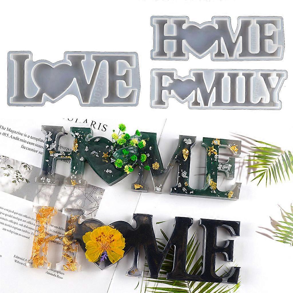 1/3Pieces Love Home Family Resin Epoxy Mold Love Sign Word Mold Crafts ...