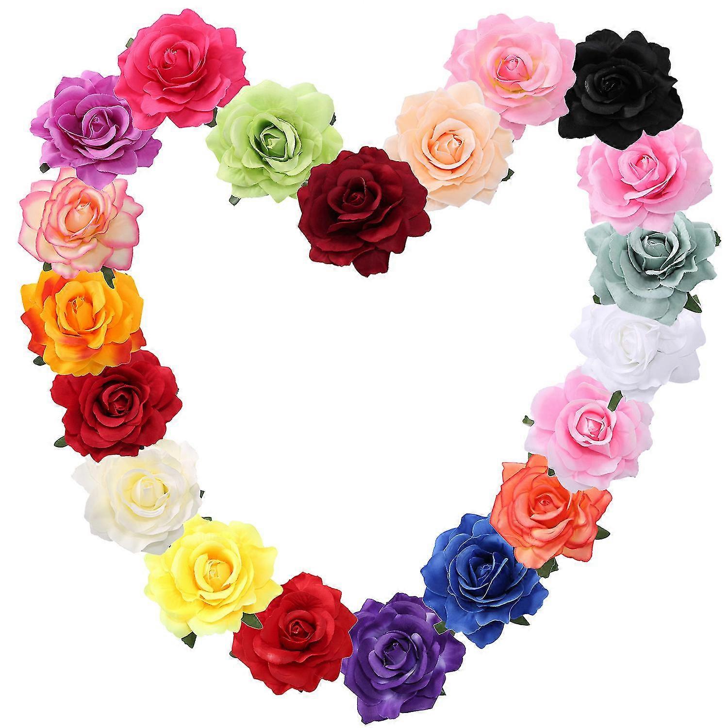 15 Pieces Rose Flower Hairpin Hair Clip Flower Pin Up Flower ...