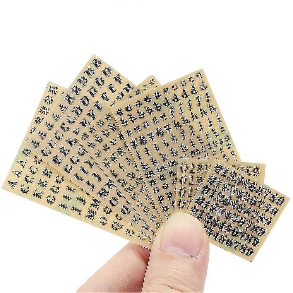 6 Sheets Small 0.12 Inch Alphabet Number Stickers Alloy Adhesive ...