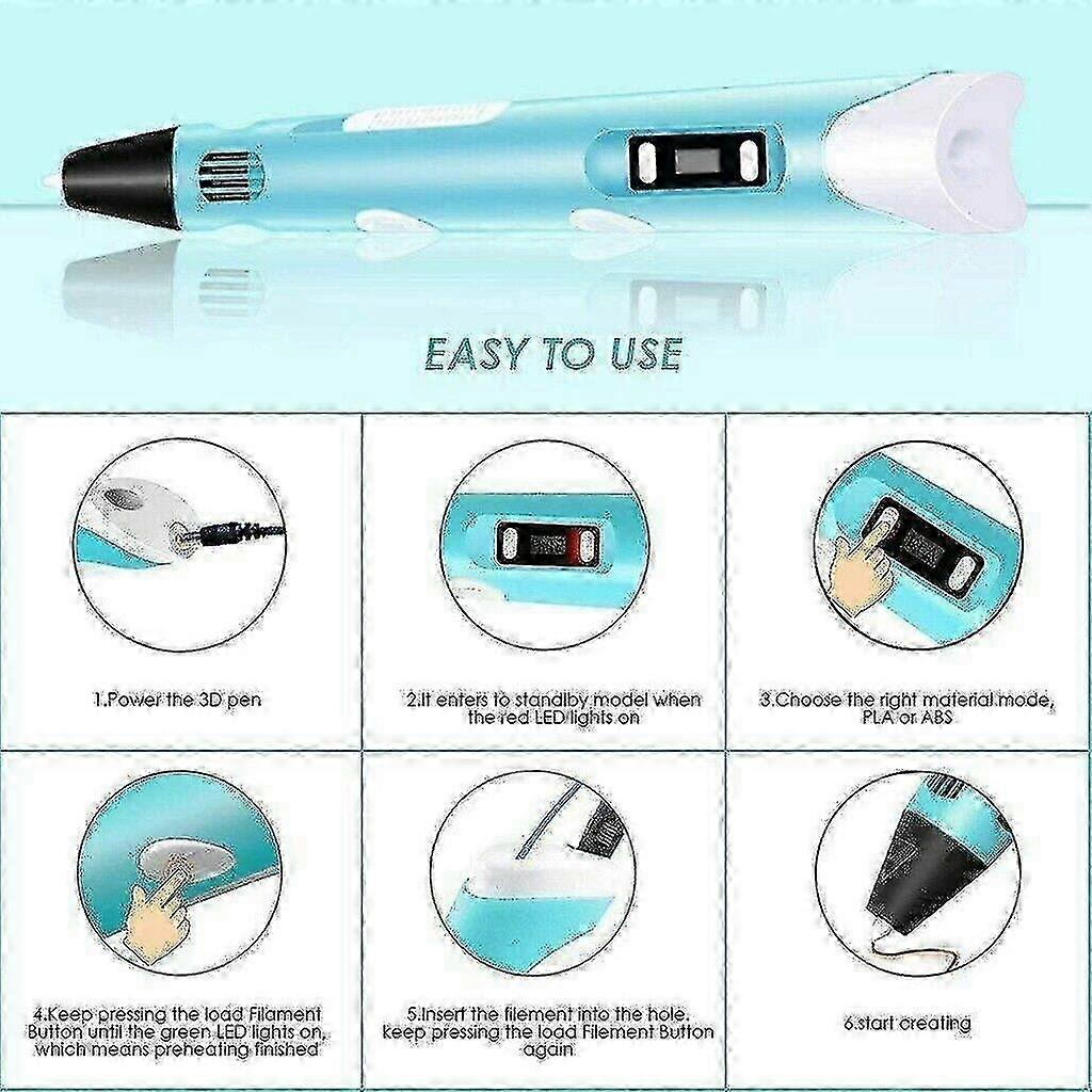 3D Printing Pen Toys with LCD Screen + 12 Colors 36m 1.75mm PLA ABS ...