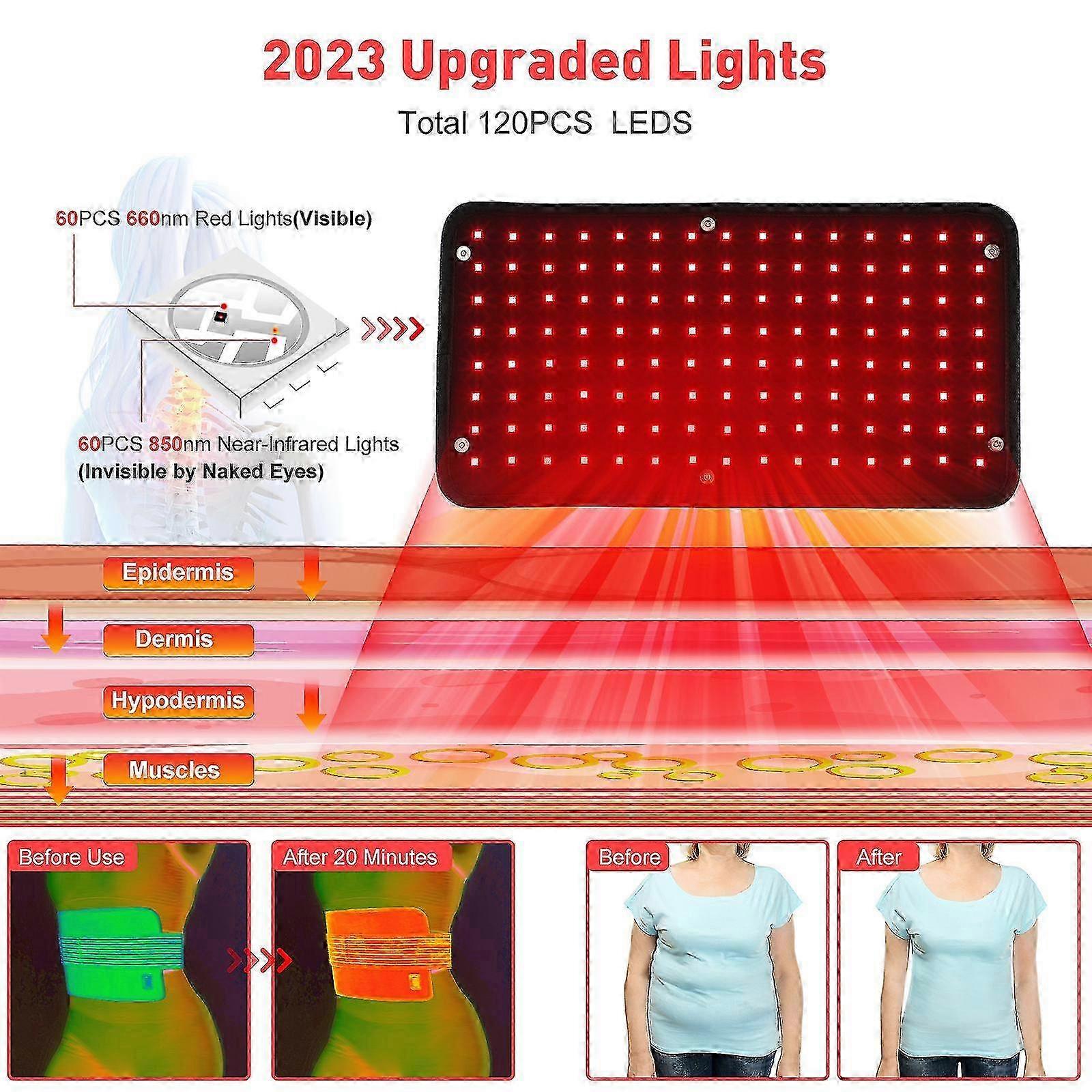 120 LED Light Therapy Infrared Waist Belt Nano Red Light Infrared Pulse ...