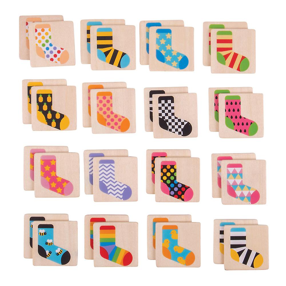 Bigjigs Toys Wooden Sock Memo Memory Observation Game Play Set | Fruugo US