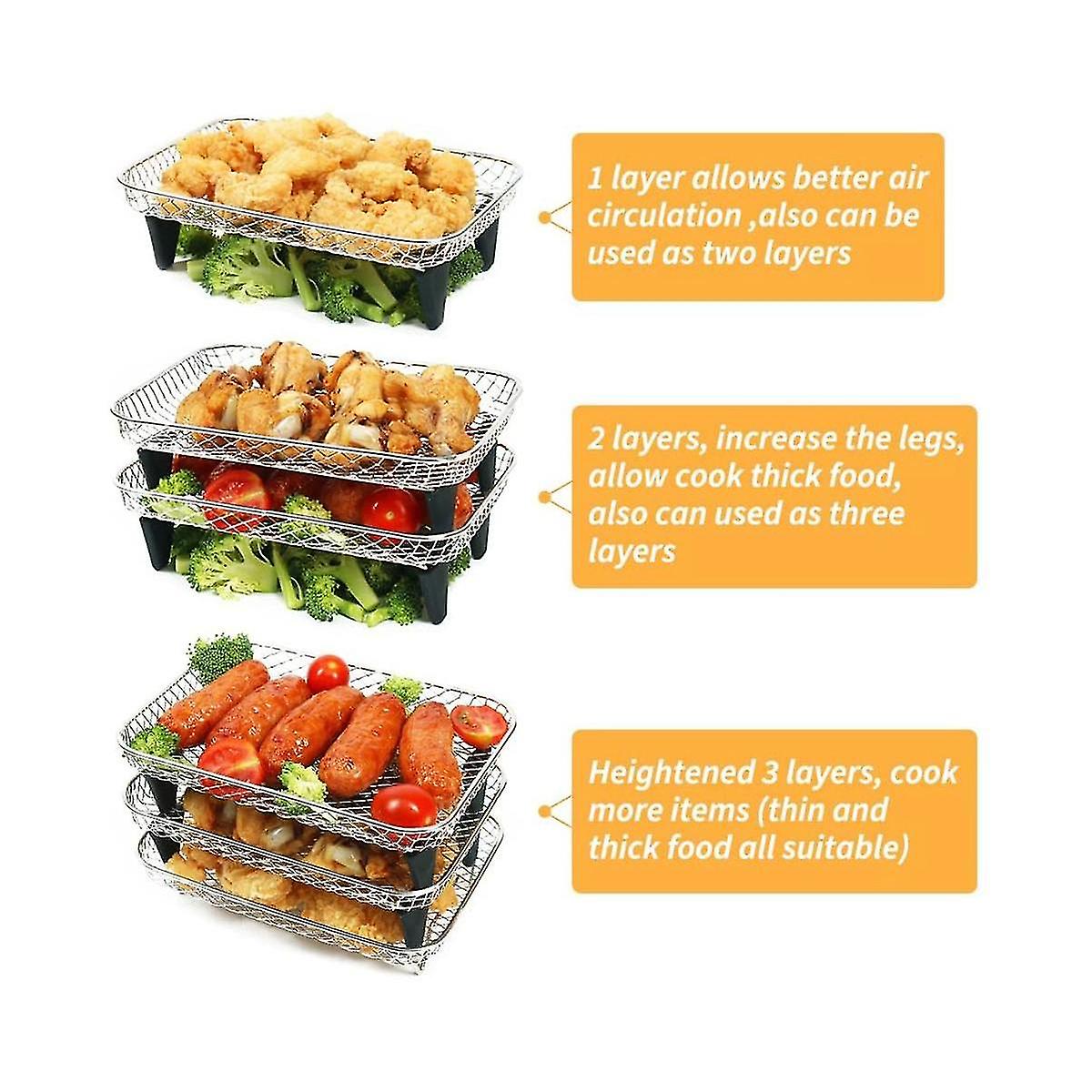 Air Fryer Rack For Ninja Dual Basket, 3 Layers, Stacking Bacon Racks ...