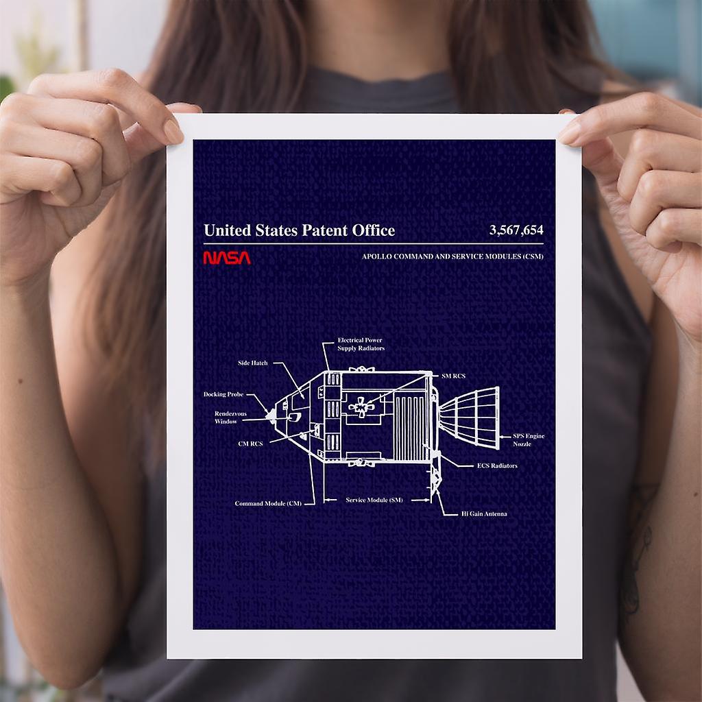 NASA Apollo Command Service Modules Blueprint A4 Print | Fruugo UK