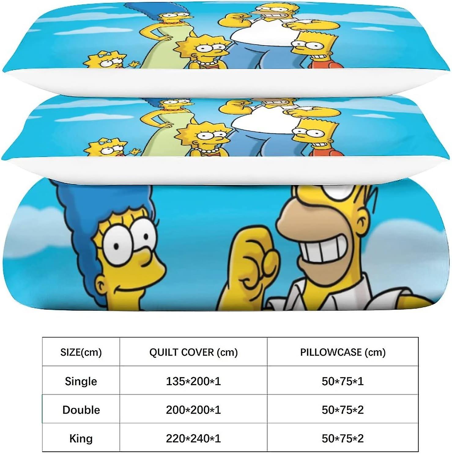 ZELLART The Simpsons Quilt Cover Bedding Set 3D Duvet Cover for Kids ...