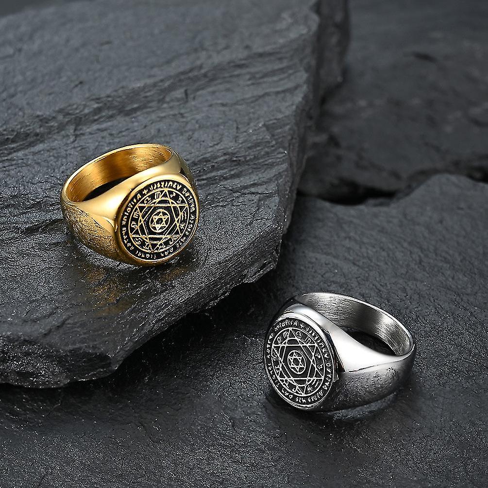 Hexagram The Seal Of The Seven Rings Stainless Steel Solomon Seal Ring ...