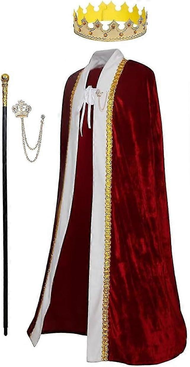 Adult King Costume Set King Robe Cape Queen Costume Crown Scepter Lord ...